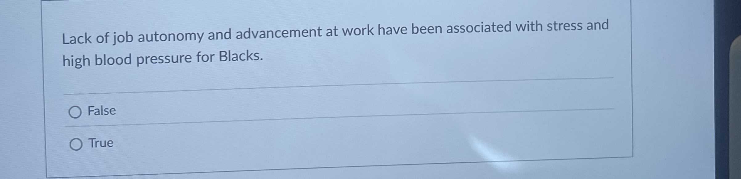 Solved Lack of job autonomy and advancement at work have | Chegg.com