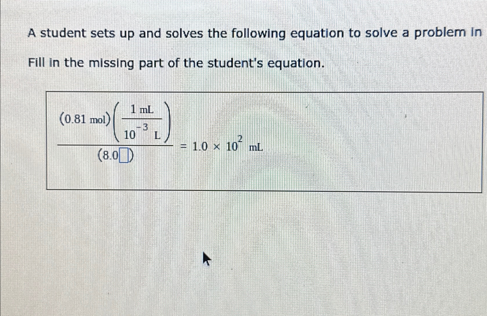 Solved A student sets up and solves the following equation | Chegg.com