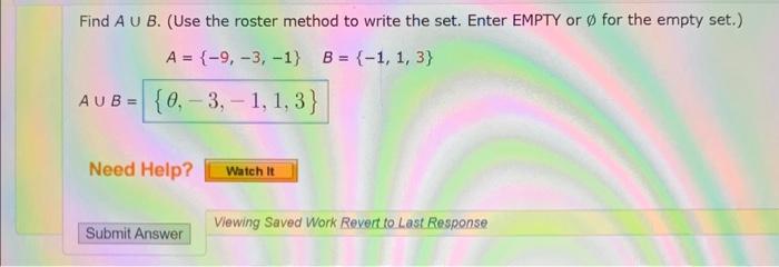 Solved find A u B use roster method to write the set. | Chegg.com