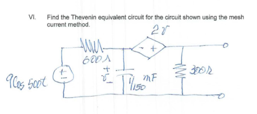 Solved V. ﻿Find the Theverin equivalent ticicut for the | Chegg.com