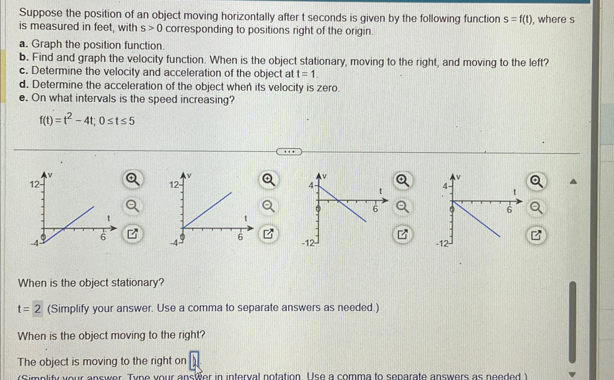 Solved Suppose the position of an object moving horizontally | Chegg.com