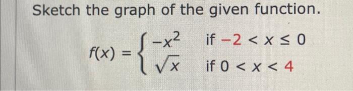 Solved Sketch the graph of the given function. f(x)={−x2x if | Chegg.com