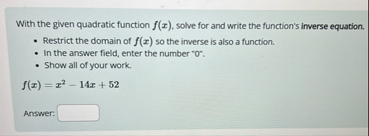 Solved With the given quadratic function f(x), ﻿solve for | Chegg.com