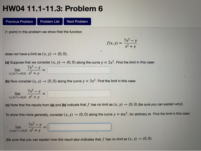 Solved HW04 11.1-11.3: Problem 6 Previous Problem Problem | Chegg.com