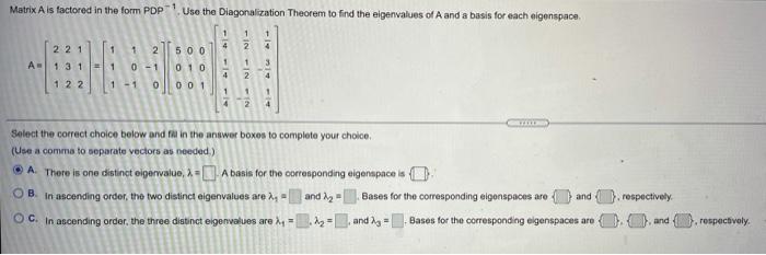 Solved Matrix Als factored in the form PDP Uso the | Chegg.com
