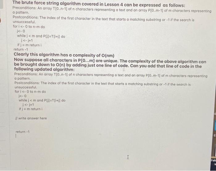 Solved Preconditions: An array T[0..n-1] of n characters | Chegg.com