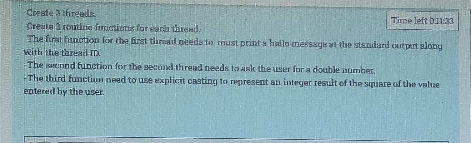 Solved -Create 3 threads. -Create 3 routine functions for | Chegg.com