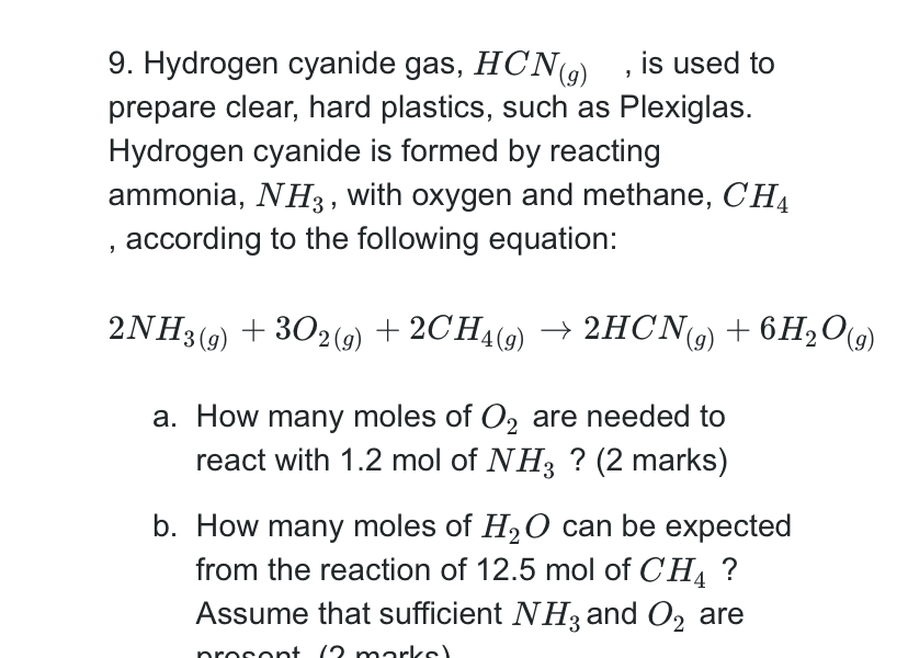 Solved Hydrogen cyanide gas, HCN(g), ﻿is used to prepare | Chegg.com