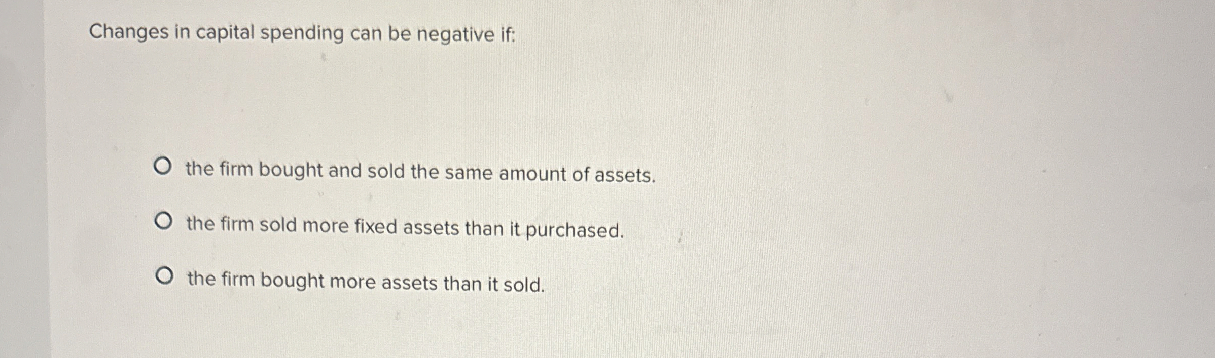 Solved Changes in capital spending can be negative if:the | Chegg.com