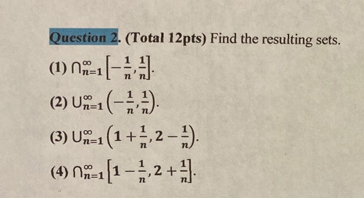 Solved Question 2. (Total 12pts) Find the resulting sets. | Chegg.com