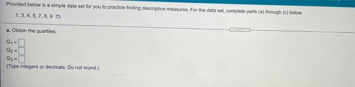 Solved Provided below is a simple data set for you to | Chegg.com