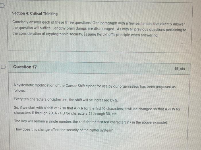 Section 4: Critical Thinking Concisely answer each of | Chegg.com