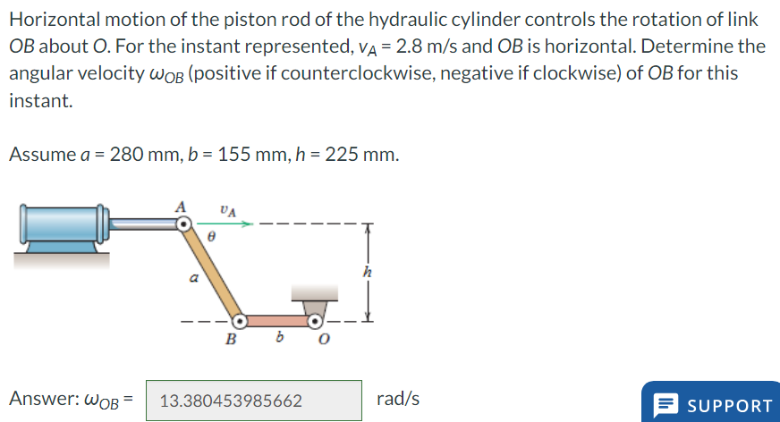 Solved Horizontal motion of the piston rod of the hydraulic | Chegg.com
