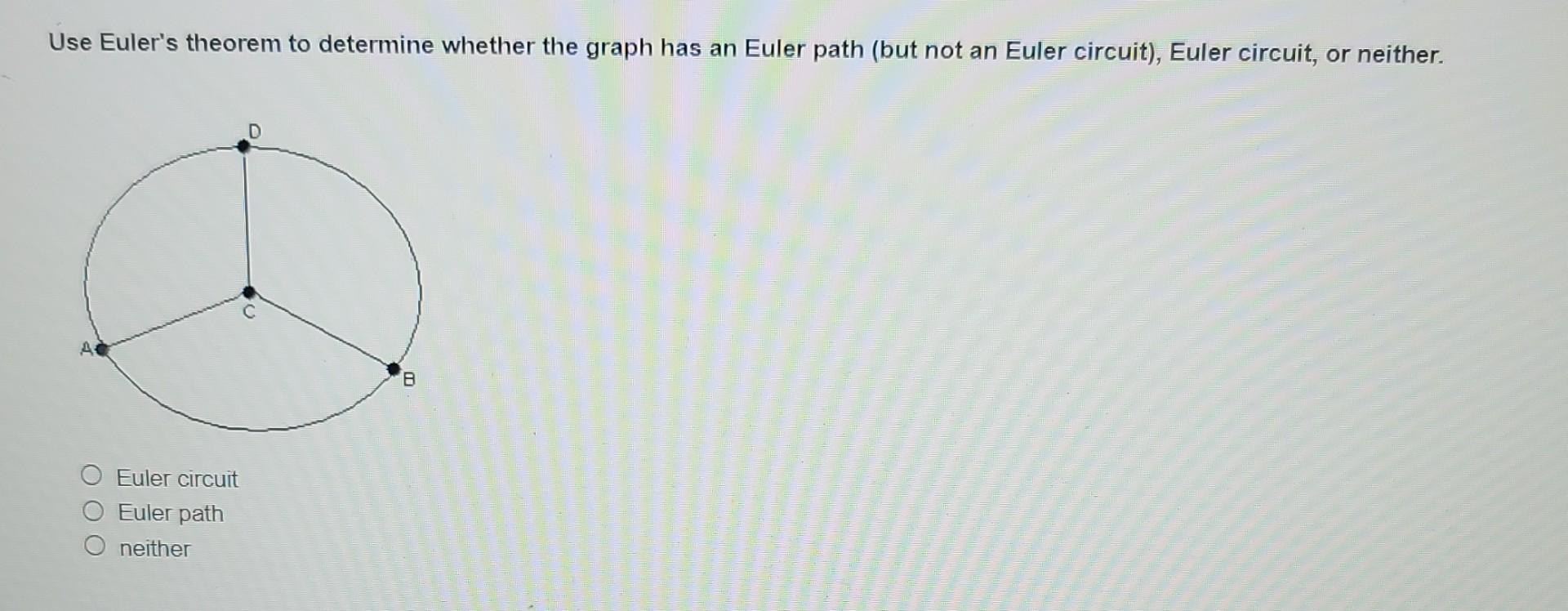Solved Use Euler S Theorem To Determine Whether The Graph