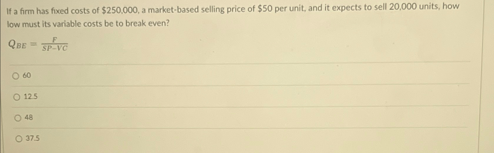 Solved If a firm has fixed costs of $250,000, ﻿a | Chegg.com
