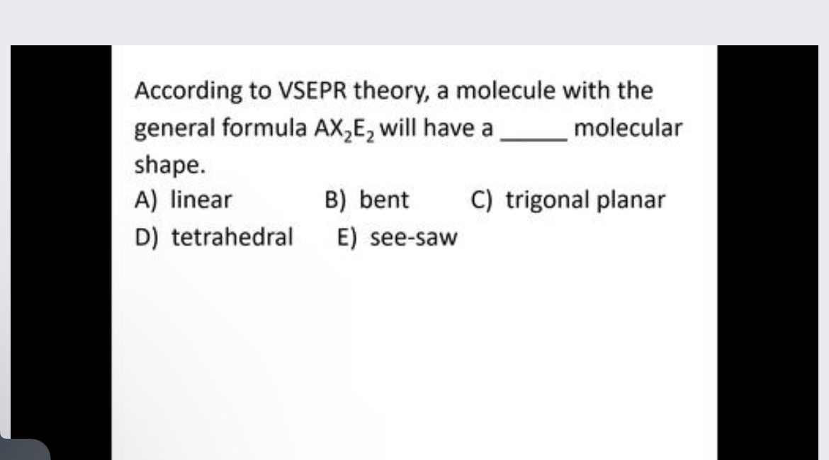 Solved According to VSEPR theory, a molecule with the | Chegg.com