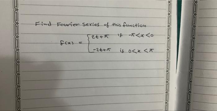 Solved Find Fourier series of this function | Chegg.com