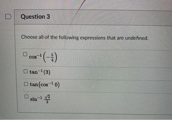 Solved Question 3 Choose all of the following expressions | Chegg.com