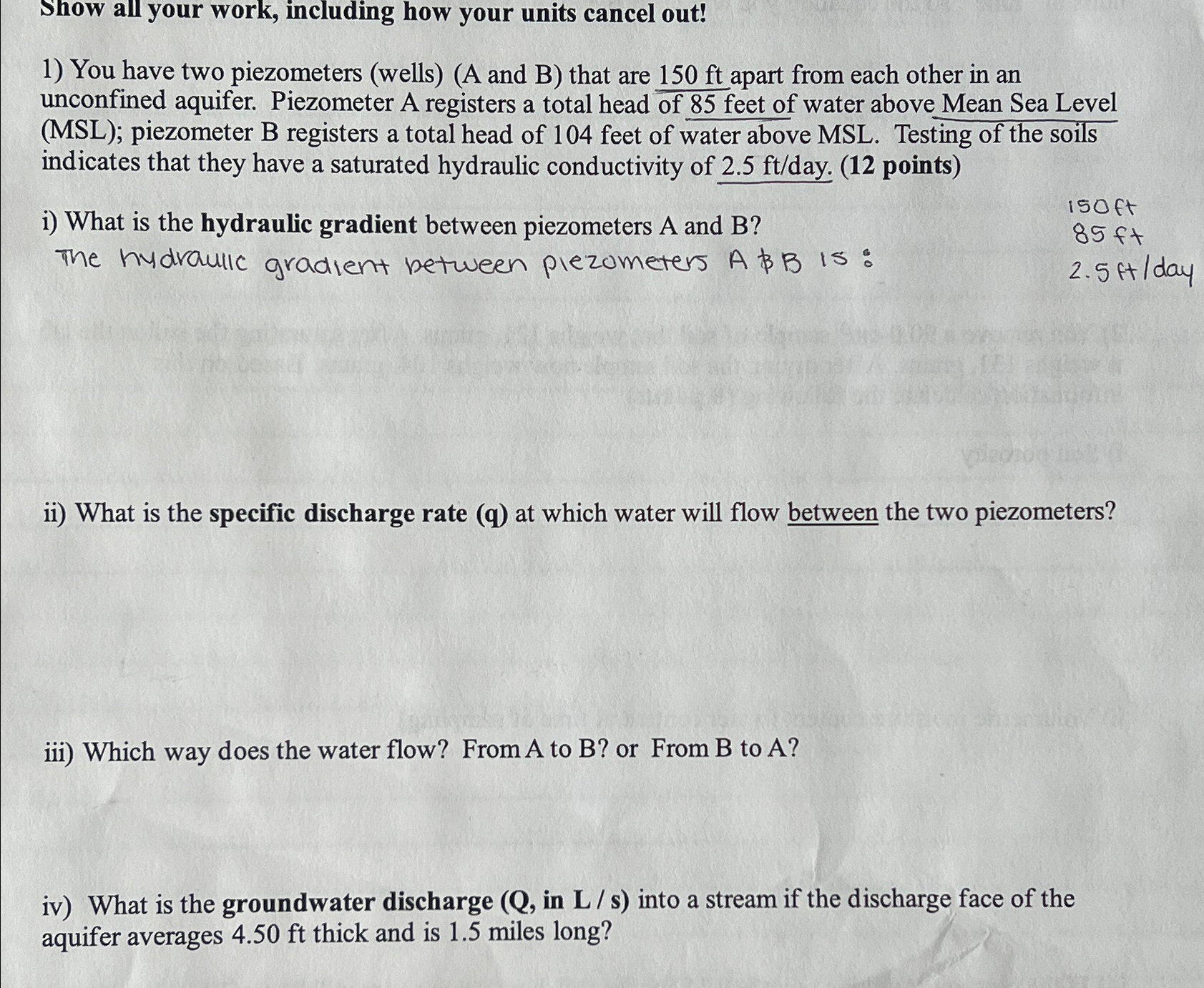 Solved Show all your work, including how your units cancel | Chegg.com