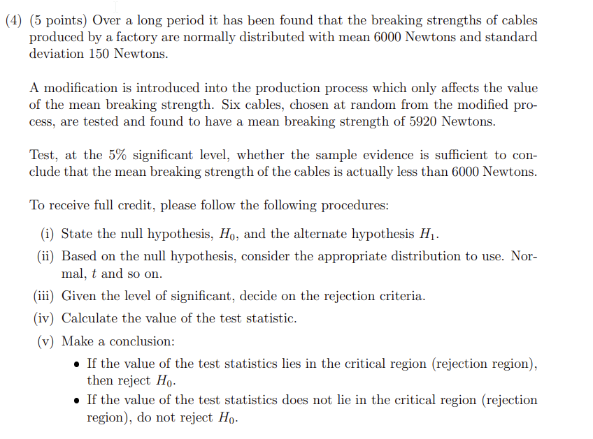 Solved (4) (5 ﻿points) ﻿Over a long period it has been found | Chegg.com