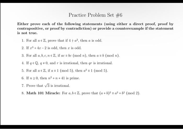 Solved Either prove each of the following statements (using | Chegg.com