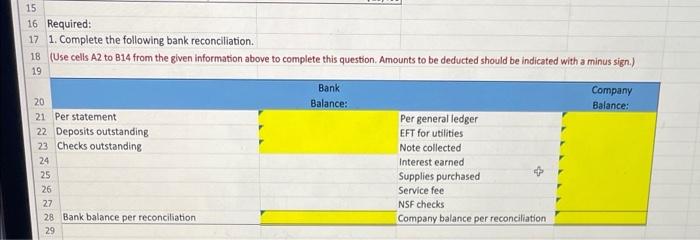 Solved Required: 1. Complete the bank reconciliation in the | Chegg.com