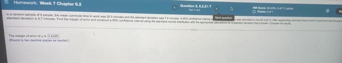Introduction to Statistics Homework Week 7 Chapter | Chegg.com