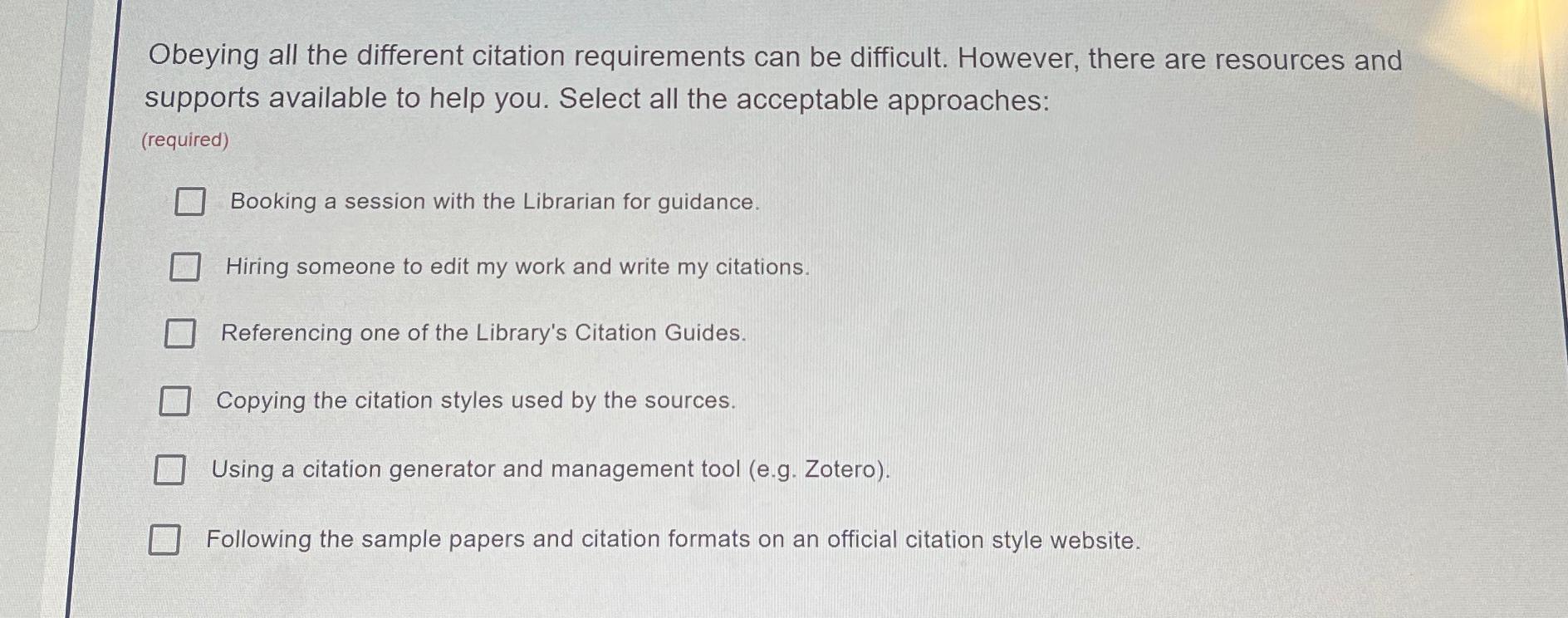 Solved Obeying all the different citation requirements can | Chegg.com