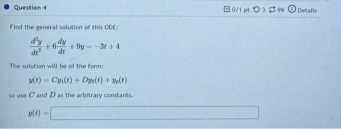 Solved Find the general solution of this ODE: | Chegg.com