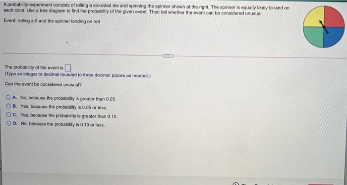 Solved A probability experiment consists of a six-sided die | Chegg.com