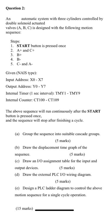Question 2: An automatic system with three cylinders | Chegg.com