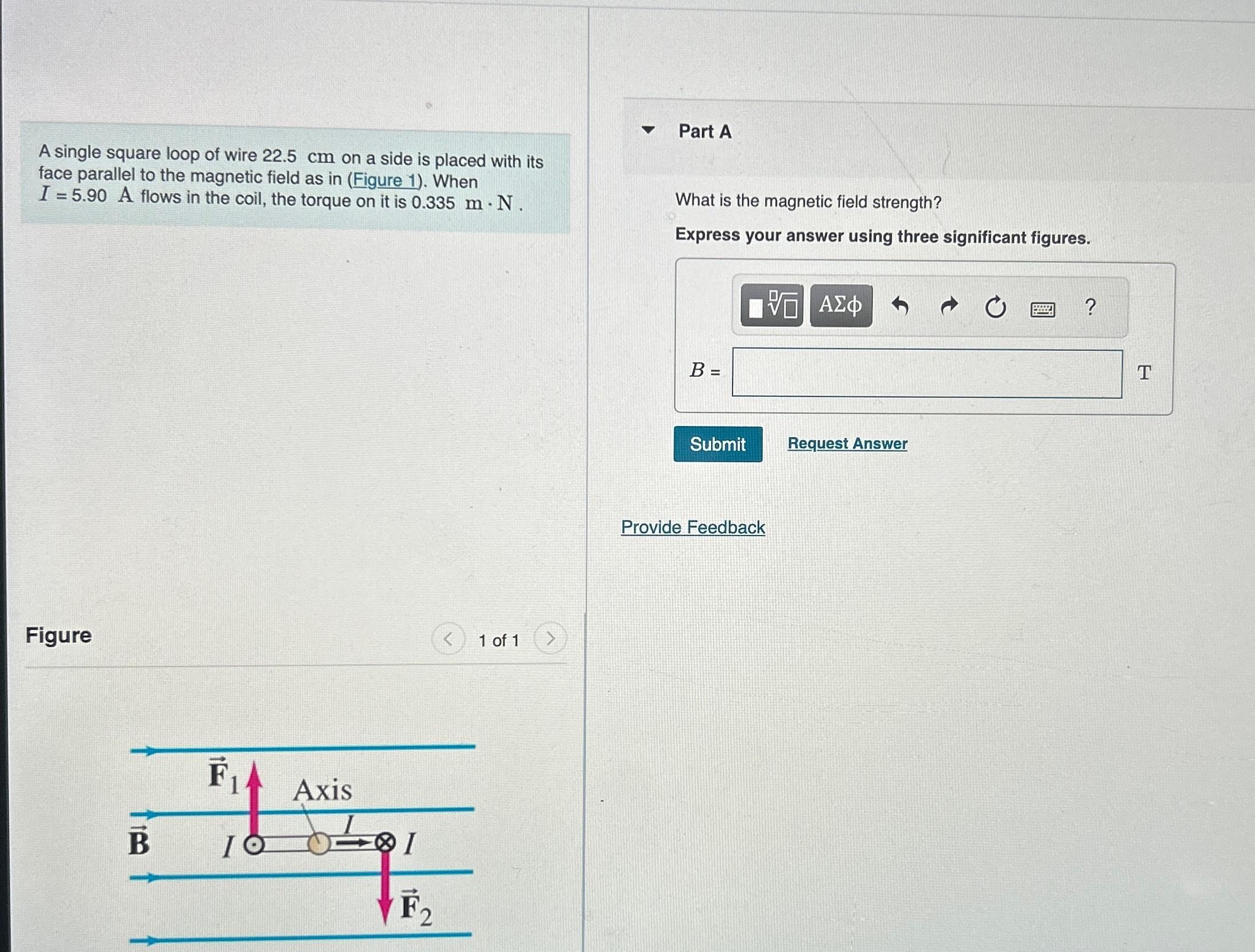 Solved A single square loop of wire 22.5cm ﻿on a side is | Chegg.com