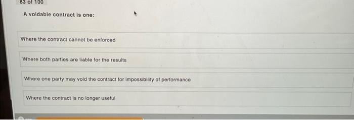 Solved A voidable contract is one: Where the contract cannot | Chegg.com