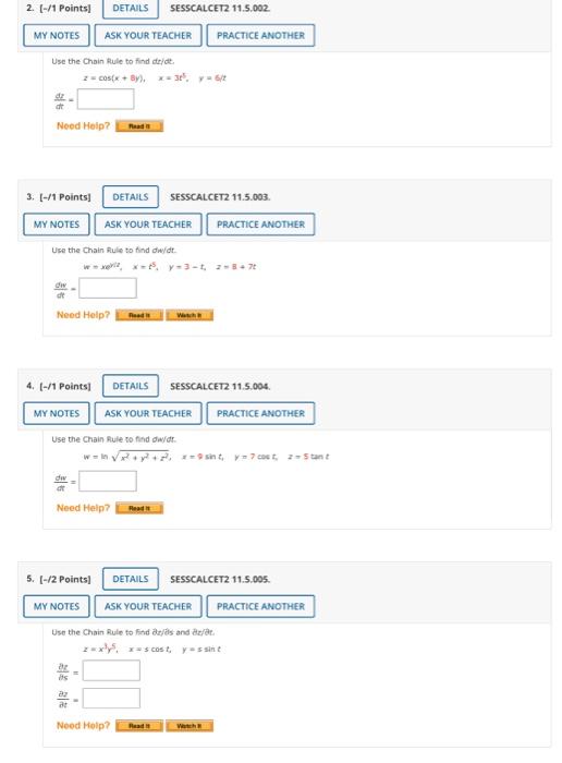 Solved 2. (-/1 Points! DETAILS SESSCALCET2 11.5.002 MY NOTES | Chegg.com Solved 2. (-/1 Points! DETAILS SESSCALCET2 11.5.002 MY NOTES | Chegg.com