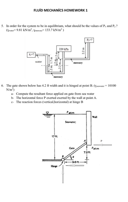 Solved FLUID MECHANICS HOMEWORK 1 1. Water in a hydraulic | Chegg.com