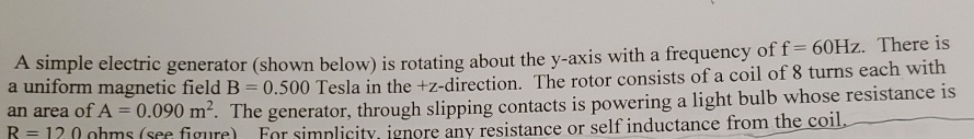 Solved A simple electric generator (shown below) ﻿is | Chegg.com