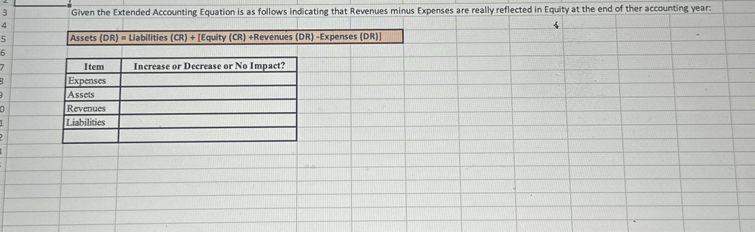 Solved Given the Extended Accounting Equation is as follows | Chegg.com