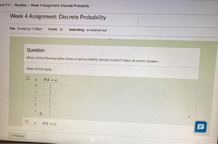 Solved -61711 Modules Week 4 Assignment: Discrete | Chegg.com