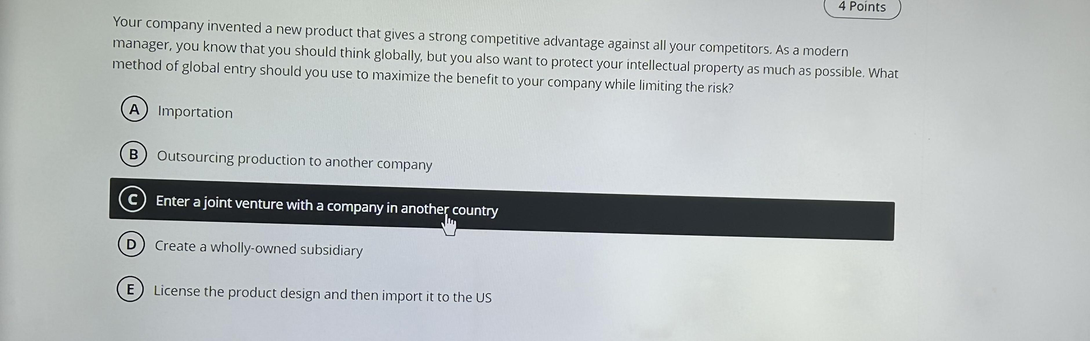 Solved 4 ﻿PointsYour company invented a new product that | Chegg.com