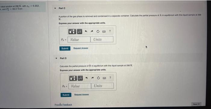 Solved A and B form an ideal solution at 298 K, with | Chegg.com