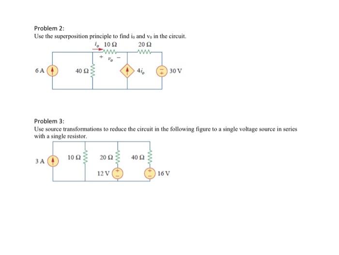 Solved Problem 2: Use the superposition principle to find i0 | Chegg.com