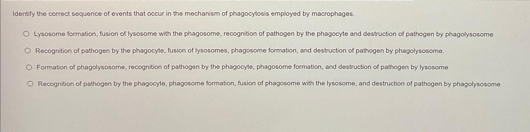 Solved Identify the correct sequence of events that occur in | Chegg.com