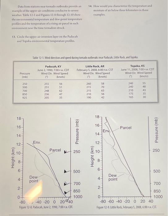 Solved Data from stations near tornado outbreaks provide an | Chegg.com