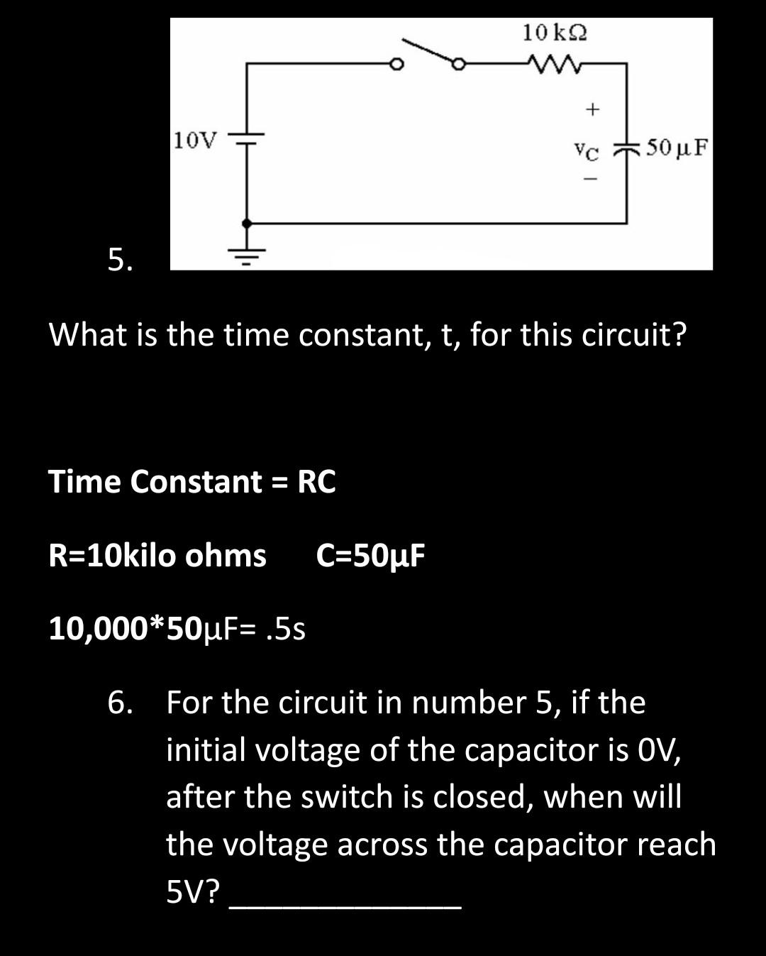 Solved What is the time constant, t, for this circuit? Time | Chegg.com