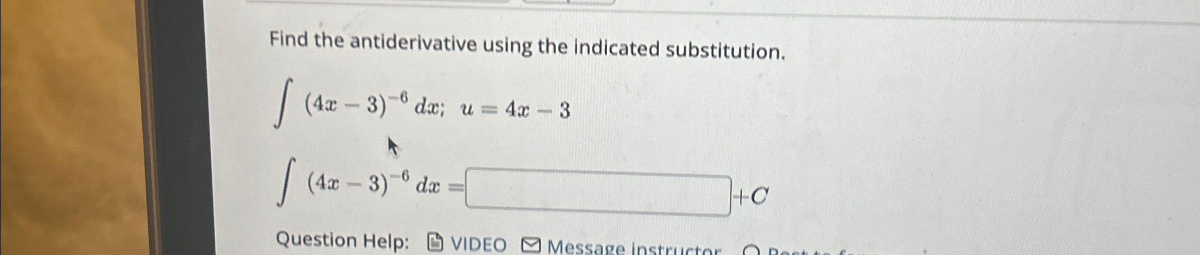 Solved Find the antiderivative using the indicated | Chegg.com
