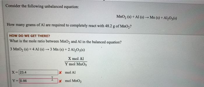 Solved Consider the following unbalanced equation: MnO2 (s) | Chegg.com