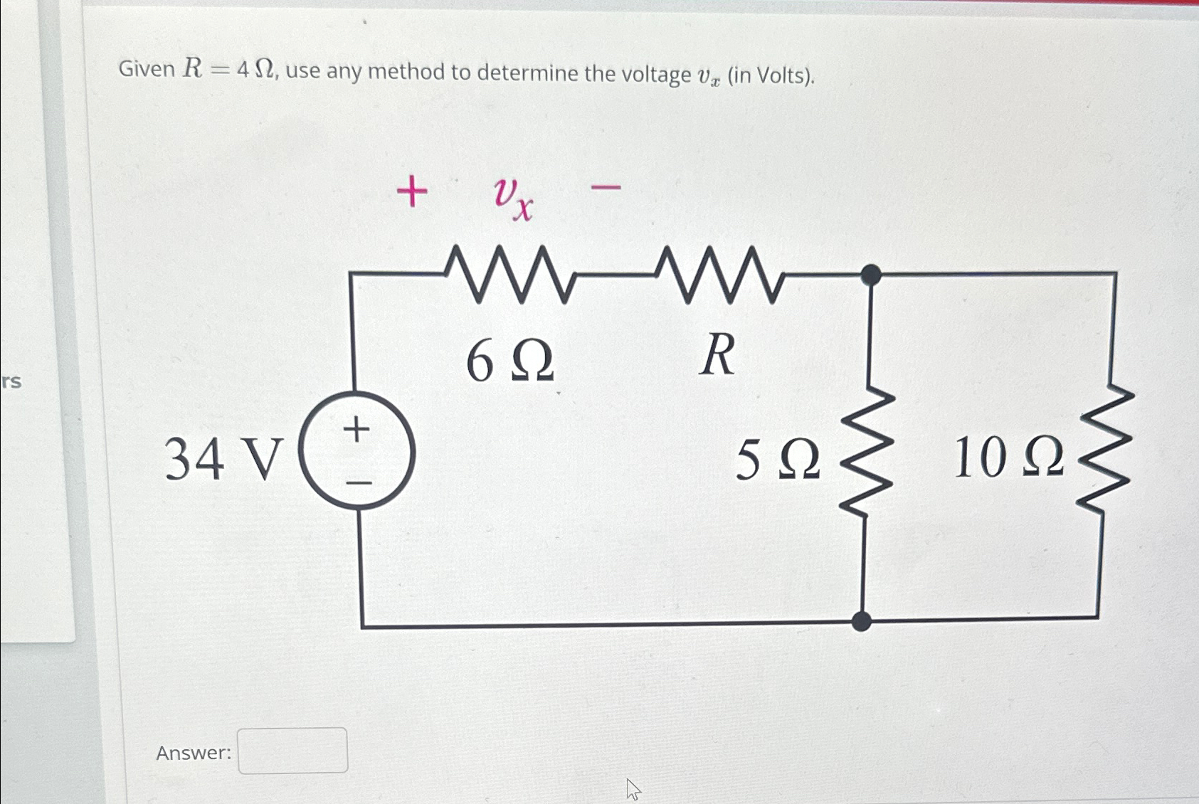 Solved Given R=4Ω, ﻿use any method to determine the voltage | Chegg.com