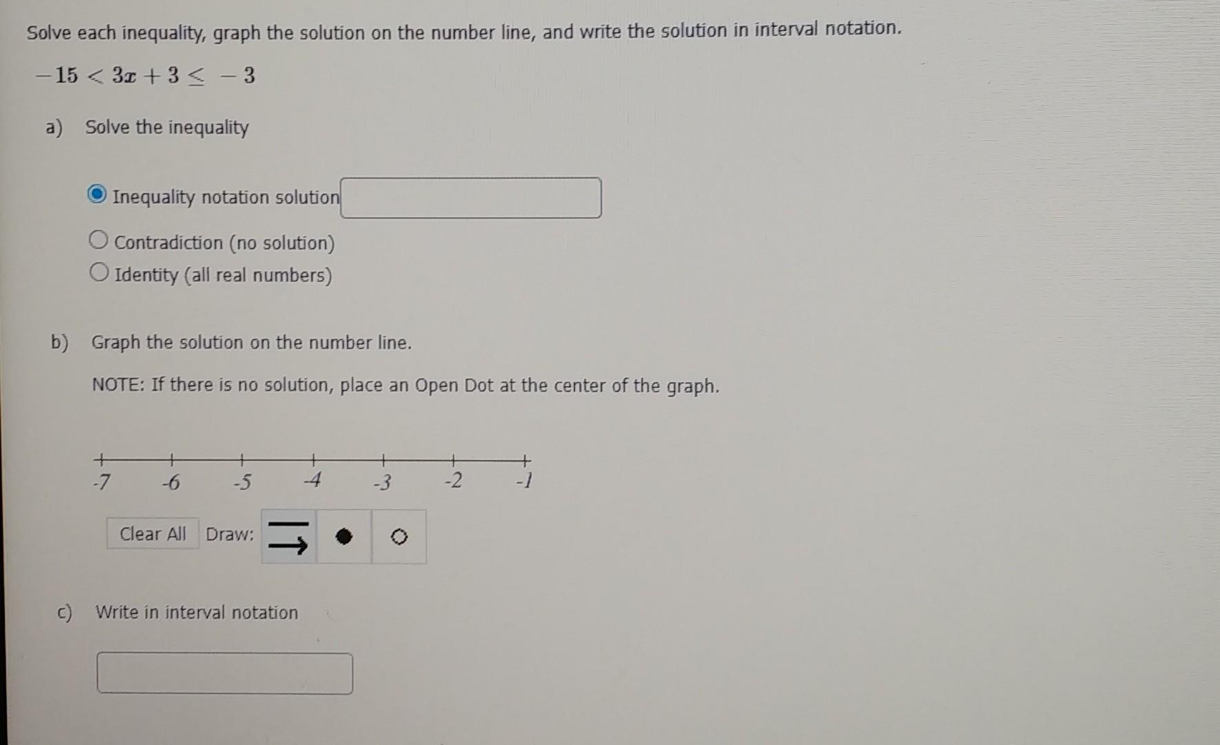 Solved Solve each inequality, graph the solution on the | Chegg.com