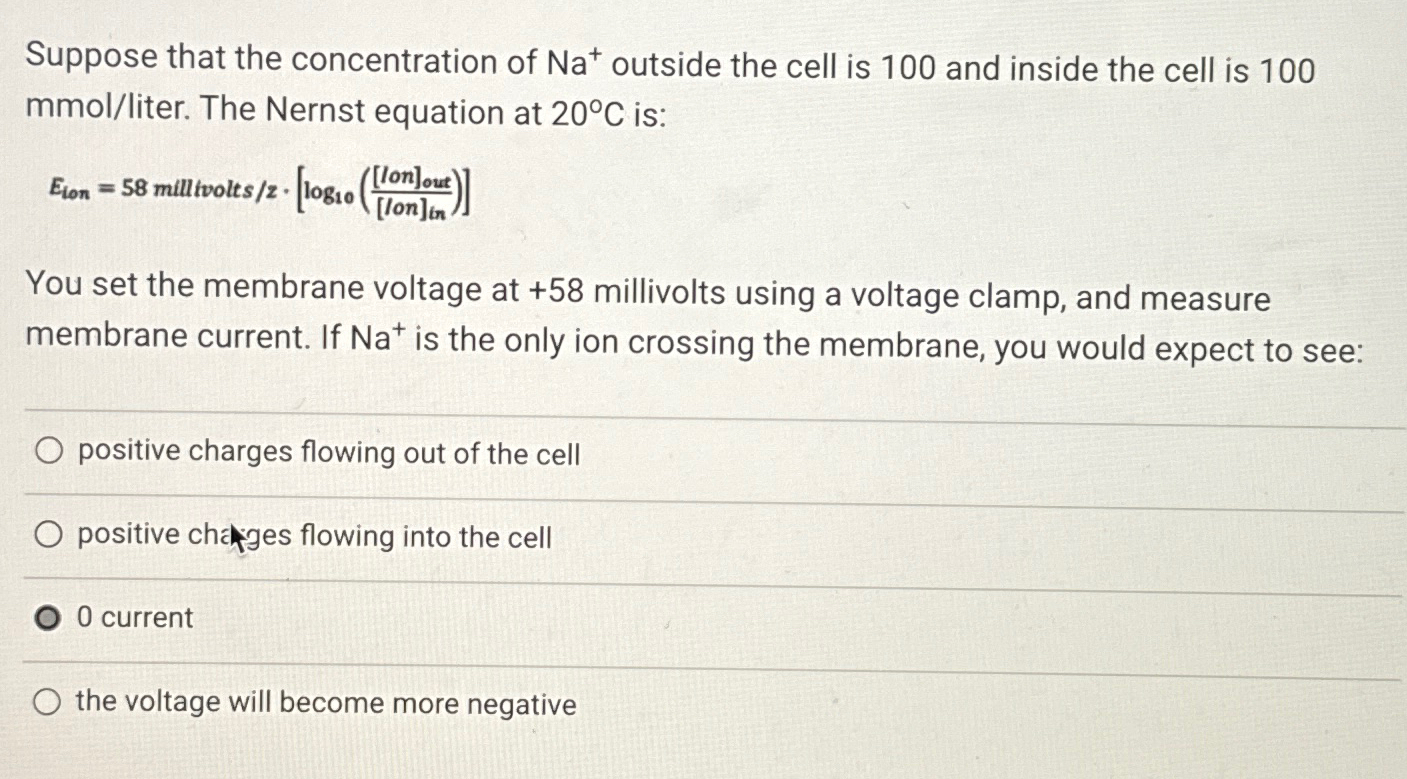 Solved Suppose that the concentration of Na+outside the cell | Chegg.com