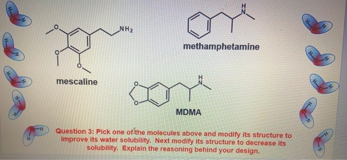Solved NH2 methamphetamine mescaline MDMA H H Question 3: | Chegg.com
